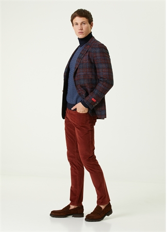 Isaia Erkek Kiremit Dar Paça Pantolon Kırmızı 52 IT