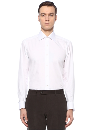 Fray Erkek Beyaz Modern Yaka Gömlek 39 IT