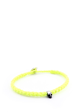 Kayra Khan Erkek Sarı Kuru Kafalı Örgülü Gümüş Rengi Bileklik EU