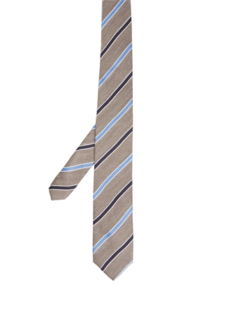 Network Erkek Vizon Verev Çizgili İpek Kravat Bej EU Network Erkek Vizon Verev Çizgili İpek Kravat Bej EU