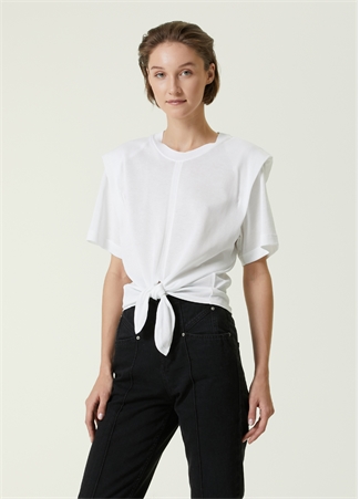 Isabel Marant Kadın Zelikia Beyaz Beli Bağcıklı T-shirt S EU