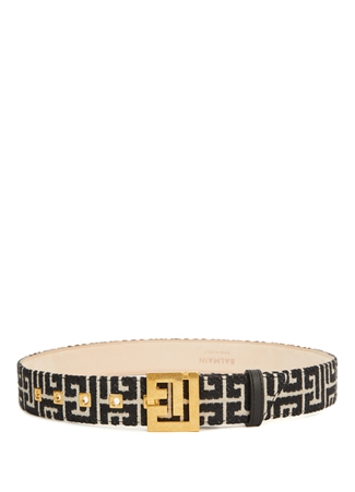 Balmain Kadın Ekru Siyah Logo Jakarlı Kemer 75 EU Balmain Kadın Ekru Siyah Logo Jakarlı Kemer 75 EU
