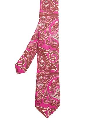 Etro Erkek Pembe Şal Desenli İpek Kravat EU Etro Erkek Pembe Şal Desenli İpek Kravat EU
