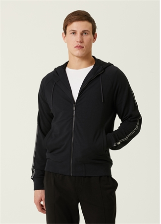 Z Zegna Erkek Lacivert Kapüşonlu Kolu Şeritli Sweatshirt XL IT Z Zegna Erkek Lacivert Kapüşonlu Kolu Şeritli Sweatshirt XL IT
