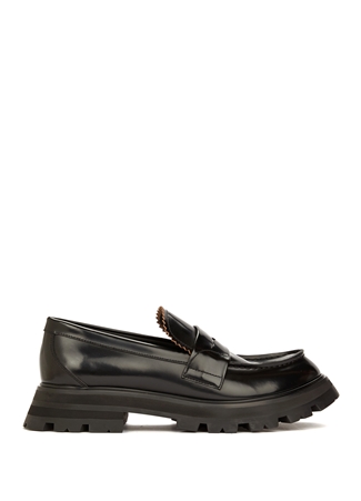 Alexander McQueen Kadın Siyah Bantlı Deri Loafer 36 EU