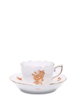 Herend Kahve Çiçek Motifli Porselen Fincan Takımı Kahverengi