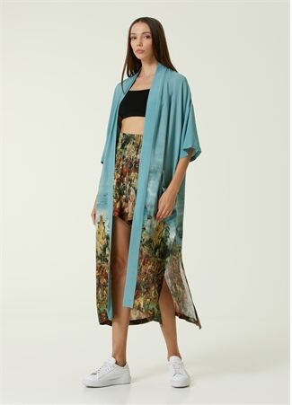 Agaleevic Kadın Mavi Baskılı Kimono S/M EU