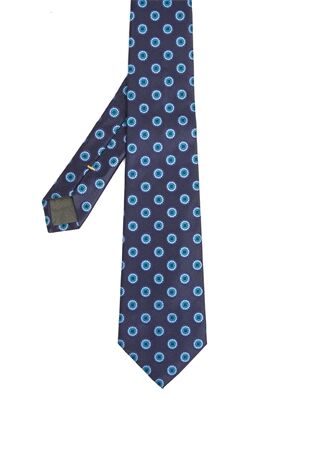 Canali Erkek Lacivert Mikro Desenli İpek Kravat EU