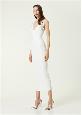 Herve Leger Kadın Beyaz Çizgi Dokulu Garnili Midi Elbise Xs Eu Herve Leger Kadın Beyaz Çizgi Dokulu Garnili Midi Elbise Xs Eu