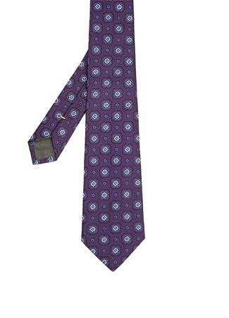 Canali Erkek Mor Mikro Desenli İpek Kravat EU