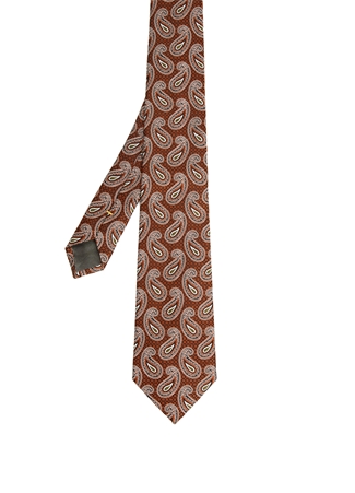 Canali Erkek Kahverengi Etnik Desenli İpek Kravat EU