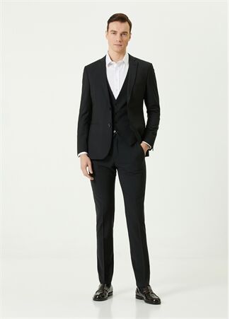 Network Erkek Siyah Yün Takım Elbise 44 EU