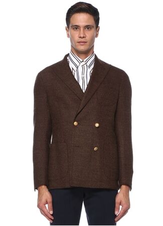 Lardini Erkek Kahverengi Kırlangıç Yaka Yün Ceket 52 IT