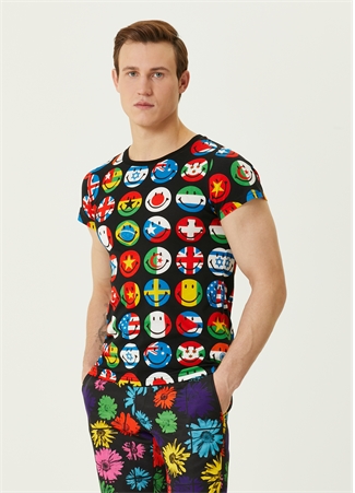 Moschino Erkek Lacivert Smiley Desenli Kısa Kollu Triko 46 It Moschino Erkek Lacivert Smiley Desenli Kısa Kollu Triko 46 It
