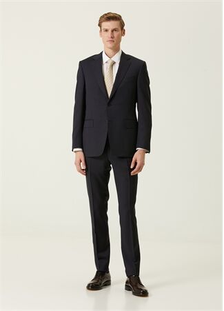 Canali Erkek Lacivert Yün Takım Elbise 48 IT