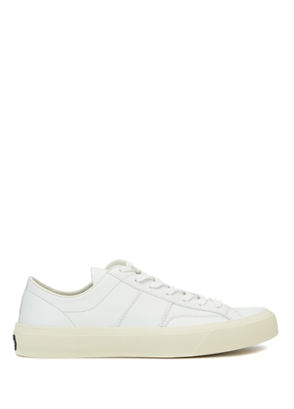 Tom Ford Erkek Beyaz Logolu Deri Sneaker 0 UK Tom Ford Erkek Beyaz Logolu Deri Sneaker 0 UK