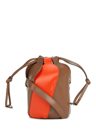 Chloe Kadın Vizon Turuncu Logolu Deri Omuz Çantası Bej EU