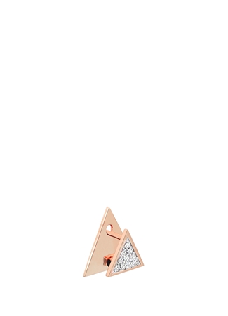 Her Story Kadın Pave Betty Üçgen Formlu Taşlı Altın Rengi Küpe Pembe EU