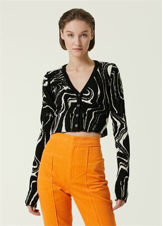 Rotate Birger Christensen Kadın Siyah Beyaz Desenli Hırka 36 IT