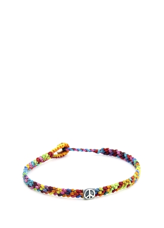 Kayra Khan Erkek Peace Colorblocked Gümüş Rengi Bileklik EU Kayra Khan Erkek Peace Colorblocked Gümüş Rengi Bileklik EU