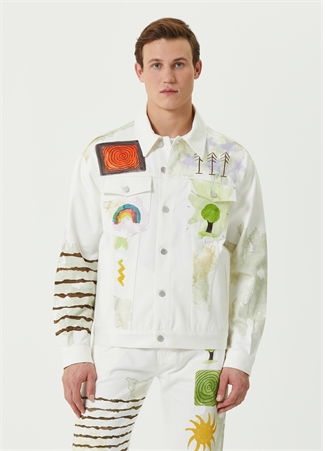 Mcq Erkek Bej Figür Desenli Denim Ceket Xs Eu Mcq Erkek Bej Figür Desenli Denim Ceket Xs Eu