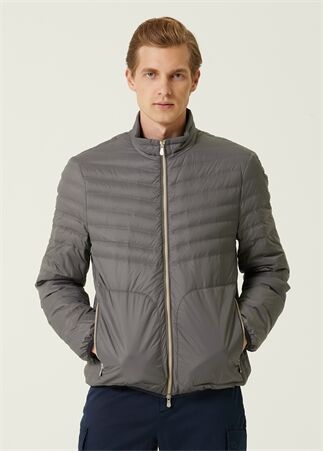 Brunello Cucinelli Erkek Gri Dik Yaka Puff Mont S EU