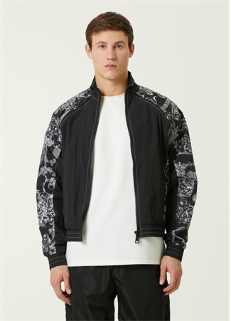 Versace Jeans Couture Erkek Siyah Etnik Desen Detaylı Bomber Mont 52 IT