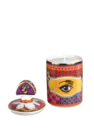 Baci Milano Şanslı Gün Desenli Porselen Mum Çok Renkli