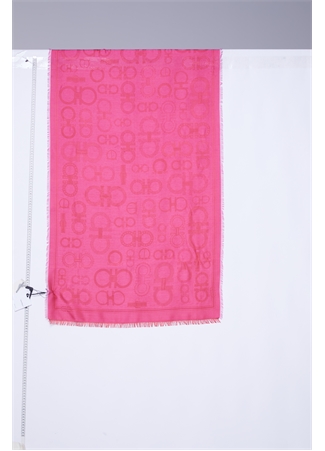 Salvatore Ferragamo Kadın Pembe Logo Desenli İpek Şal Eu