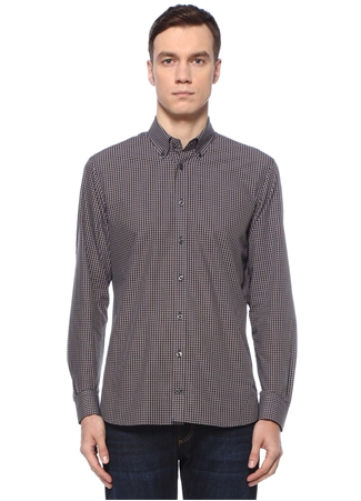 Beymen Collection Erkek Custom Fit Kahverengi Kareli Gömlek 38 IT