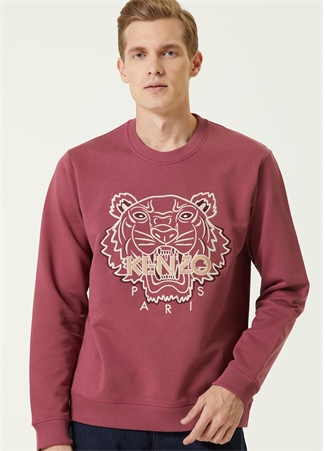 Kenzo Erkek Pembe Logo Nakışlı Sweatshirt Bordo S EU Kenzo Erkek Pembe Logo Nakışlı Sweatshirt Bordo S EU