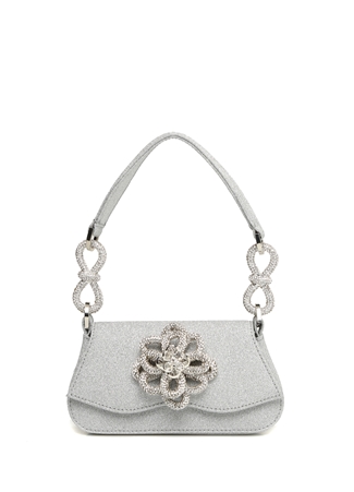 Mach&Mach Kadın Silver Simli Taşlı Abiye Çanta Gri EU