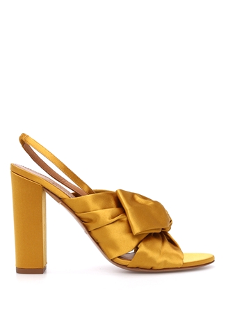 Pura Lopez Kadın Hardal Geometrik Bantlı Deri Sandalet Sarı 38 EU