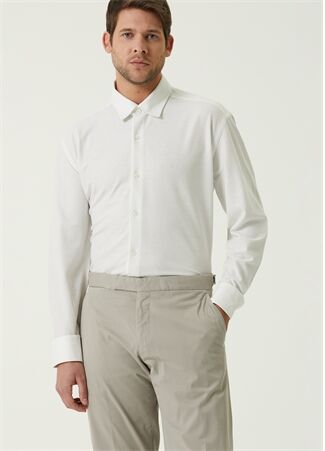 Zegna Erkek Beyaz İngiliz Yaka Gömlek 50 IT