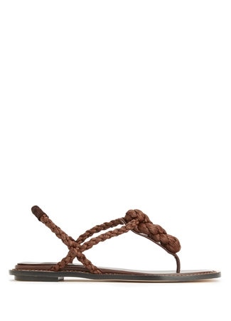 Serena Uziyel Kadın Kahverengi Örgü Dokulu Deri Sandalet 36 EU