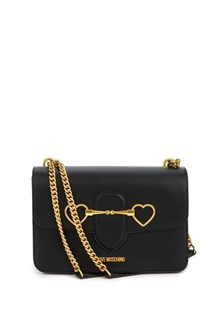 Love Moschino Kadın Siyah Logo Detaylı Omuz Çantası EU