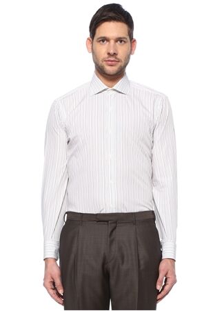Pal Zileri Erkek Beyaz Modern Yaka Çizgi Desenli Gömlek 42 IT Pal Zileri Erkek Beyaz Modern Yaka Çizgi Desenli Gömlek 42 IT