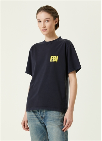 Balenciaga Kadın Fbi Lacivert Bisiklet Yaka T-shirt L Eu