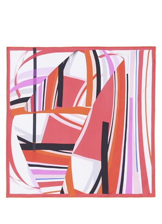 Beymen Club Kadın Colorblocked Desenli 70x70 cm İpek Eşarp Pembe EU