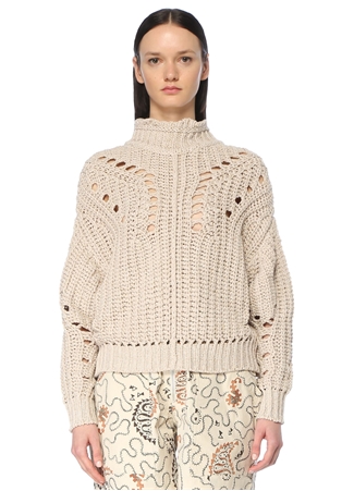 Etoile Isabel Marant Kadın Ekru Dik Yaka Kazak Bej 38 FR