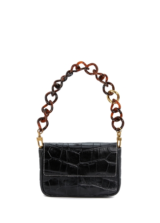 Staud Kadın Siyah Krokodil Dokulu Deri Çanta EU