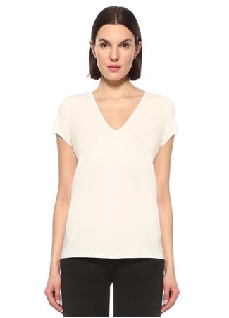Allsaints Kadın Emelyn Tonic Beyaz V Yaka Basic T-shirt L EU