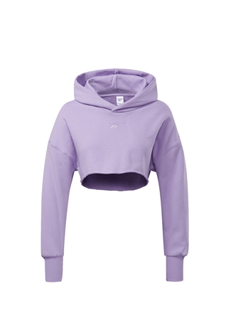 Reebok Kadın X Cardi Mor Kapüşonlu Crop Sweatshirt M EU