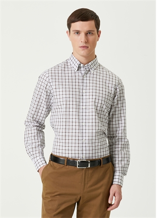 Pal Zileri Erkek Kahve Beyaz Ekoseli Keten Gömlek Bej 40 IT Pal Zileri Erkek Kahve Beyaz Ekoseli Keten Gömlek Bej 40 IT