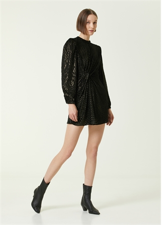 Allsaints Kadın Jemima Shimer Siyah Drapeli Mini Elbise 0 UK