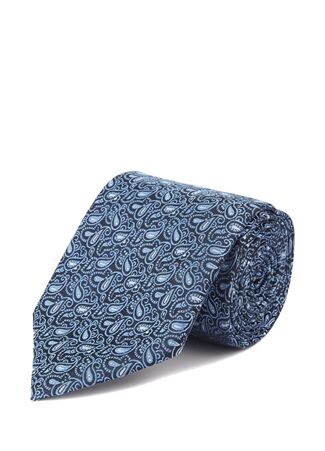 Zegna Erkek Mavi Mikro Şal Desenli İpek Kravat EU