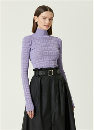 Givenchy Kadın 4G Balıkçı Yaka Logolu Detaylı Kazak Mor S EU Givenchy Kadın 4G Balıkçı Yaka Logolu Detaylı Kazak Mor S EU