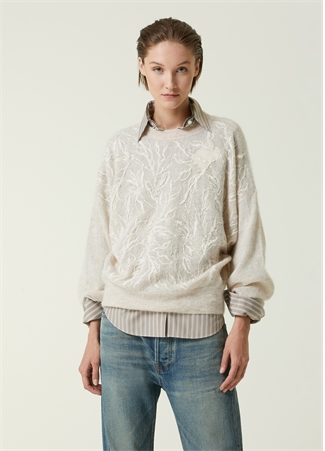 Brunello Cucinelli Kadın Krem Nakış Detaylı Kazak Bej S EU Brunello Cucinelli Kadın Krem Nakış Detaylı Kazak Bej S EU