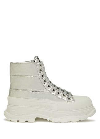 Alexander McQueen Kadın Silver Deri Sneaker Gri 36 EU