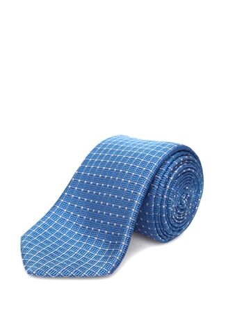 Pal Zileri Erkek Mavi Mikro Desenli İpek Kravat EU